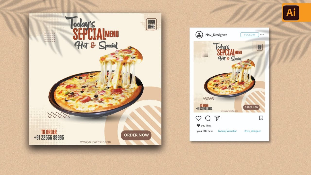 Illustrator CC Tutorial | INSTRAGRAM POST DESIGN social media banner ...