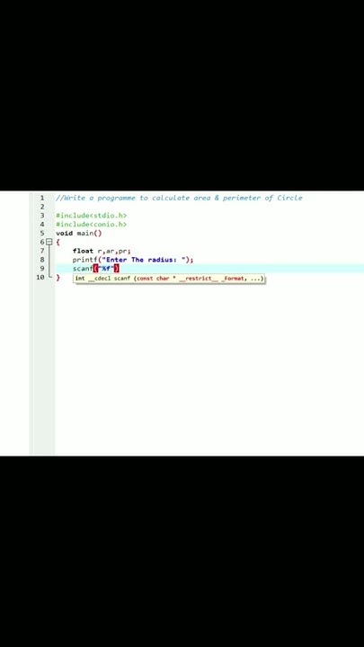 Calculate Area & Perimeter Of Circle In C programming language #shorts #coding #stk_coder # ...
