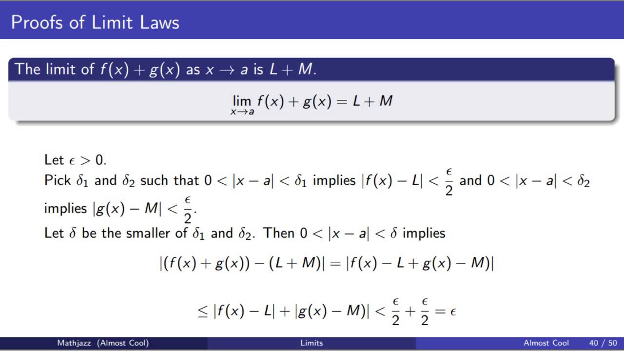 Limits 5 Proofs Of Limit Laws YouTube