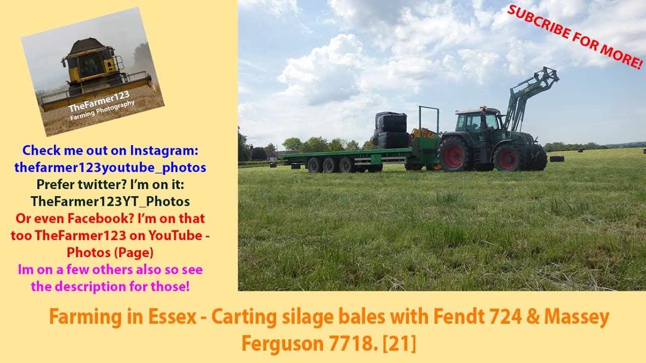 Farming in Essex - Carting silage bales with Fendt 724 & Massey ...