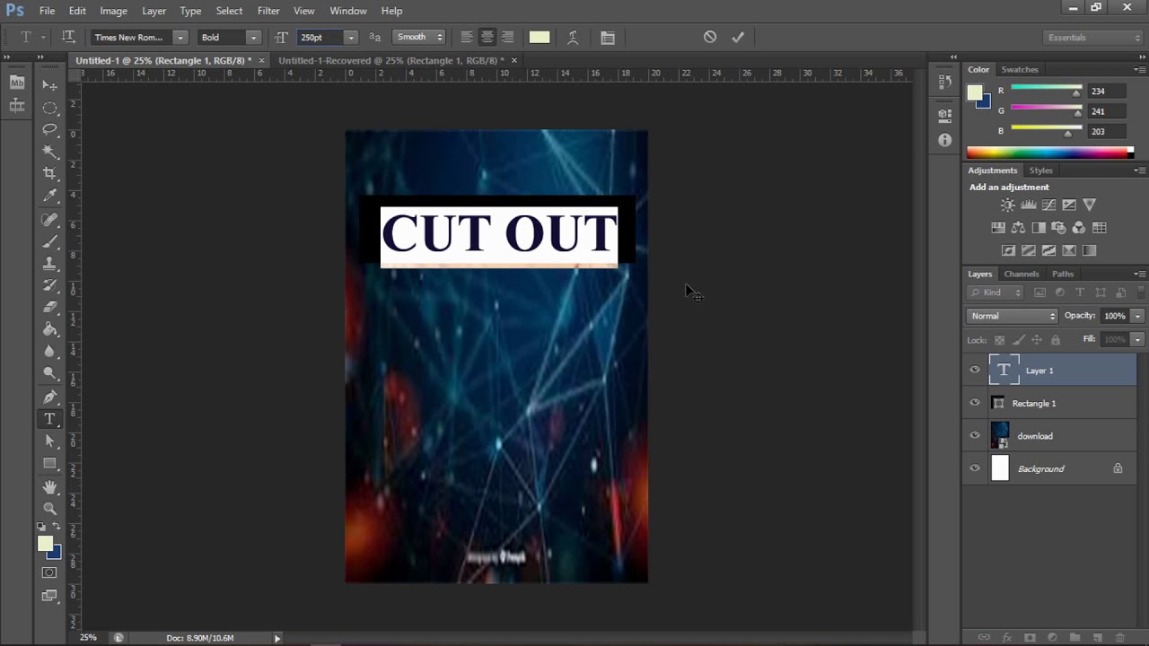 how to cut text effect on phototshop psd - YouTube