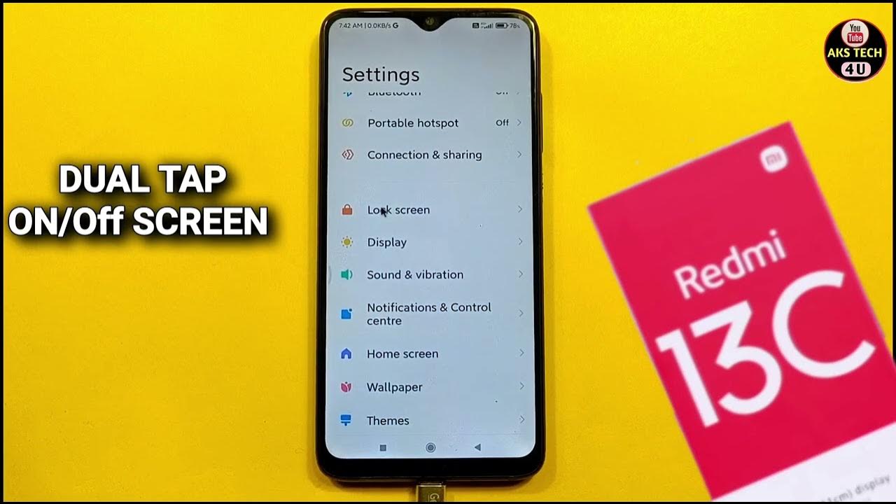 How To Double Tap On/Off Screen in Redmi 13c | Double Tap Screen Lock Redmi 13c - YouTube