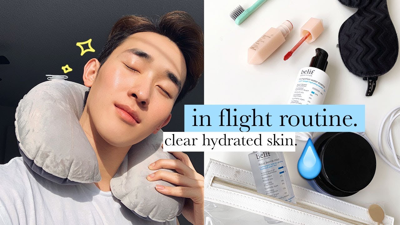 REAL in-flight routine | AIRPLANE skincare + makeup | LOOK FRESH AND ...