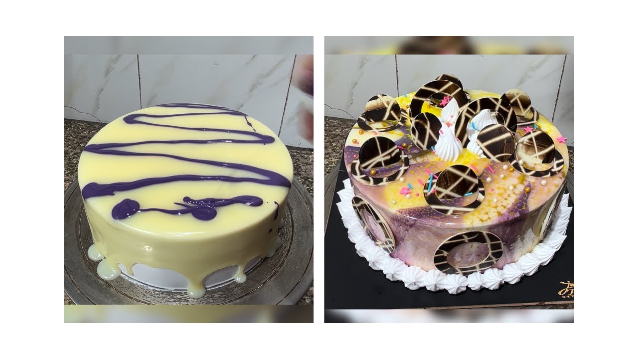 How To Make Very Easy Mirror Glaze Cake Design | Vanilla Mirror Glaze ...