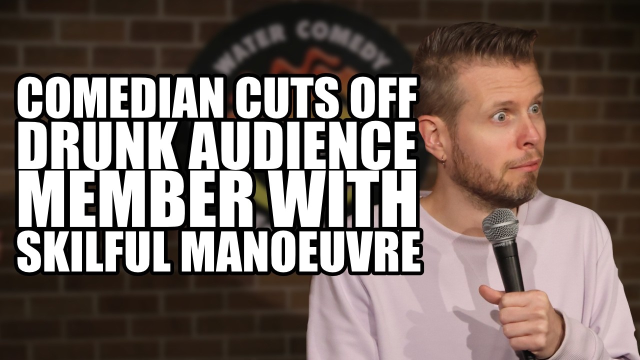 Comedian cuts off boring audience member with skilful move - YouTube