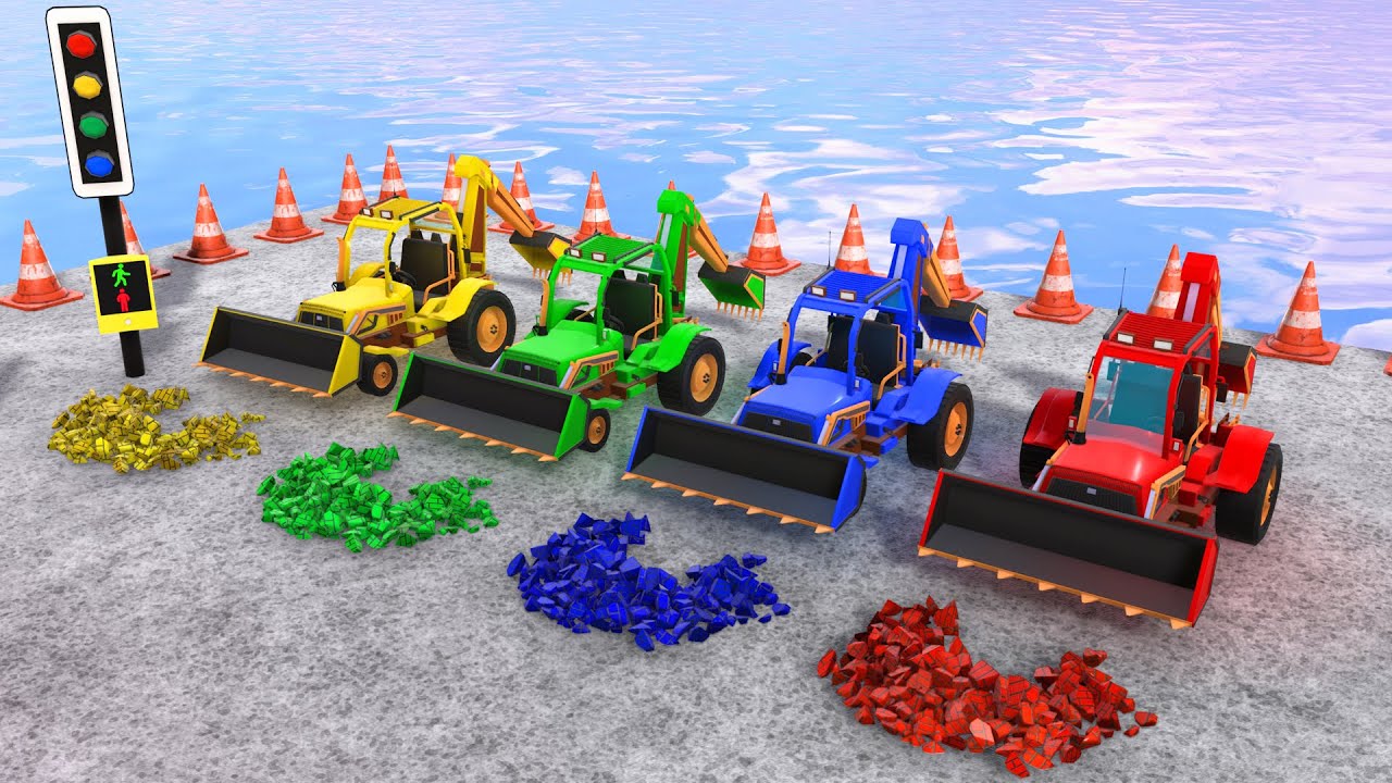 JCB #Excavator Choose the Right Door Breaking the Wall Vehicles Cartoon ...