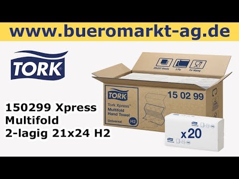 Tork 150299 Xpress Multifold 2-lagig 21x24 H2 - YouTube