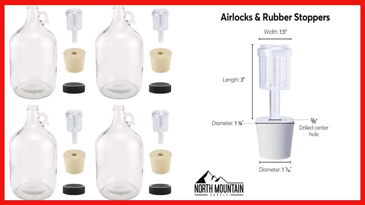 North Mountain Supply 1 Gallon Glass Fermenting Jug with Handle, 6.5 ...