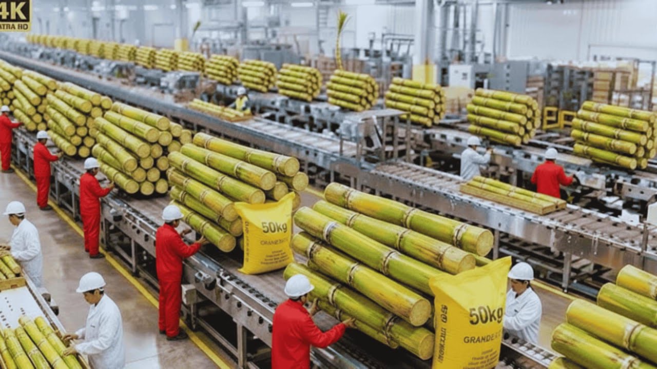 Inside a Cane Sugar Factory: How They Harvest Sugarcane for Sugar (Full ...