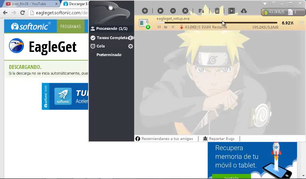 como descarga los alchivo mas rapido con el programa EAGLEGET - YouTube
