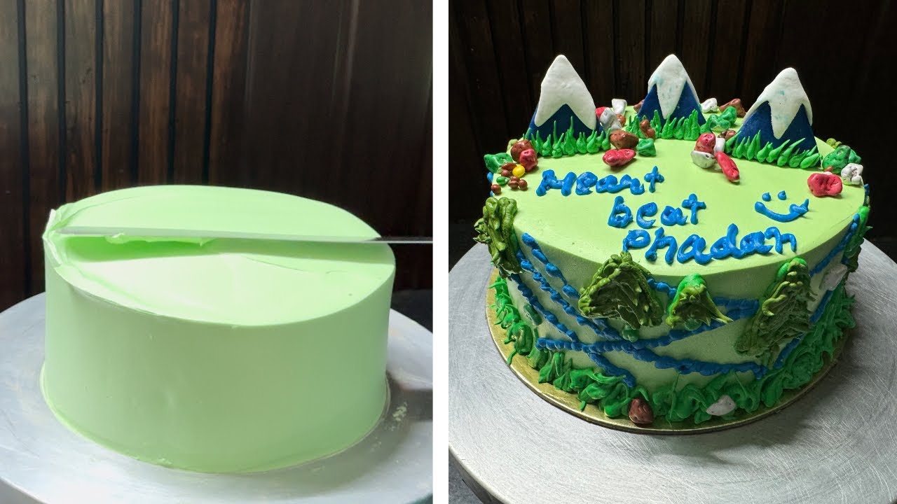 Mountain t heme cake | mountain Cake - YouTube