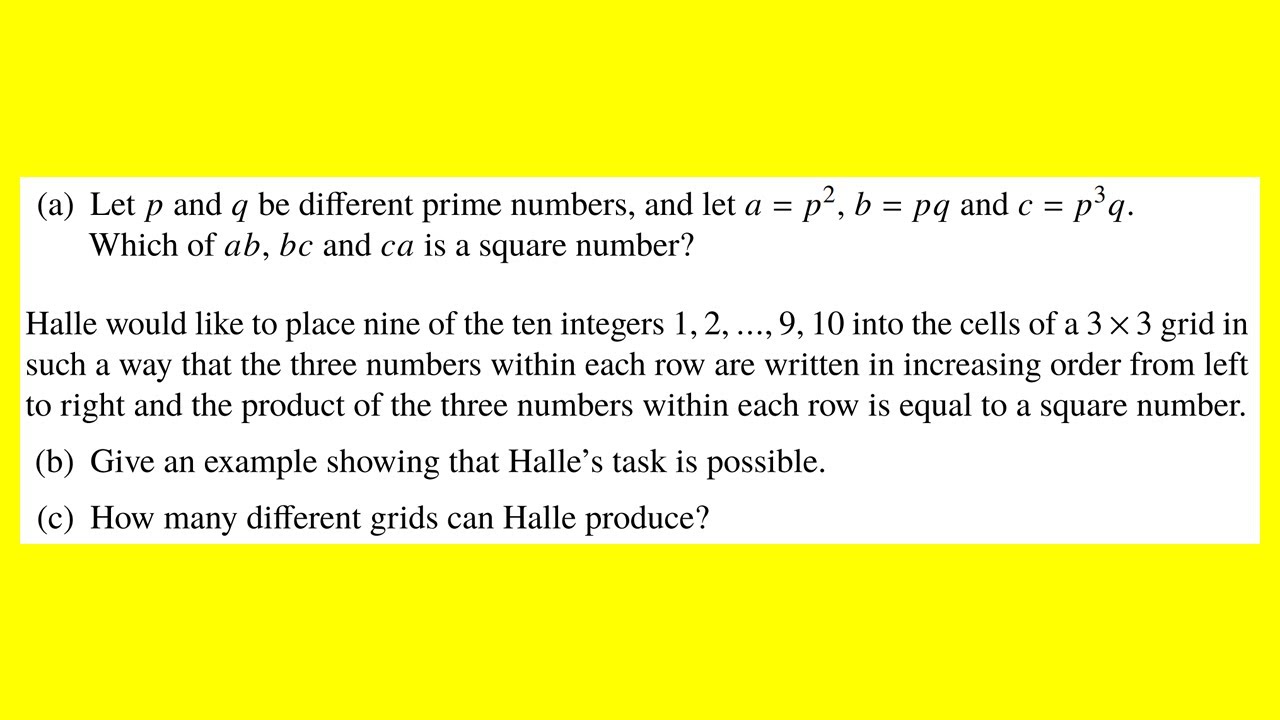 MOG 2020 q1 (UK Mathematical Olympiad for Girls) - YouTube