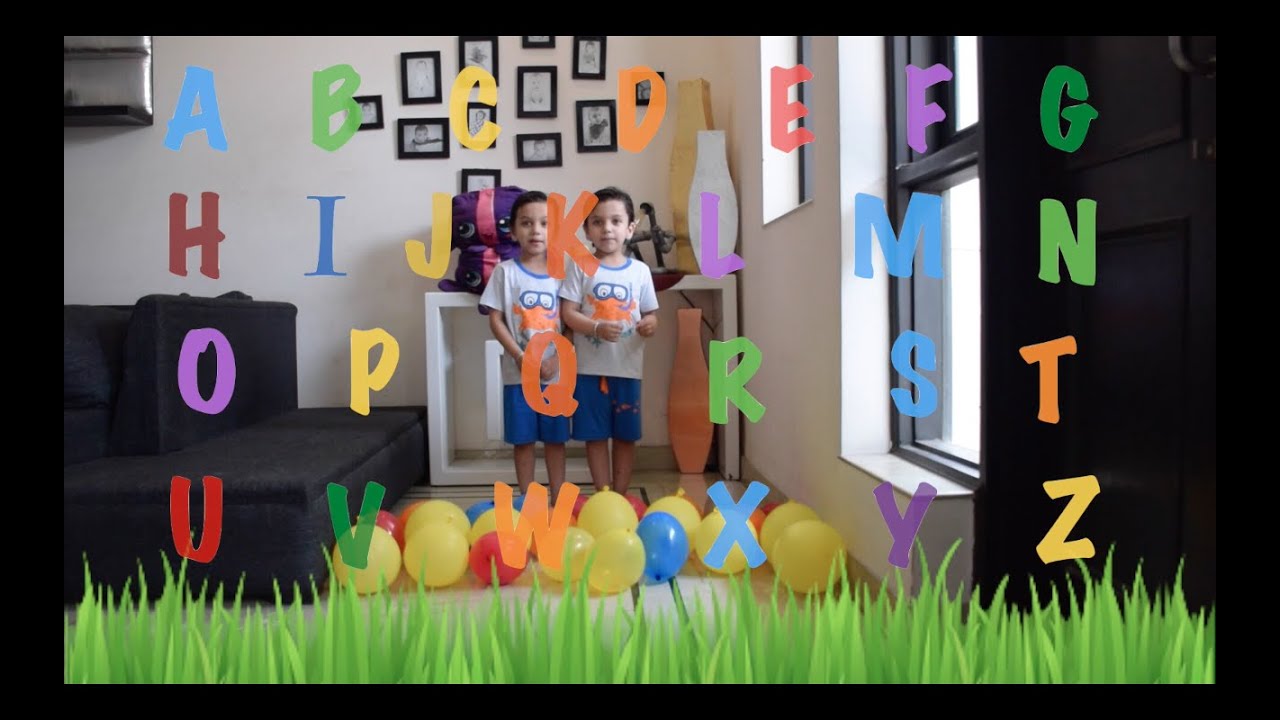 Learning English alphabet letters with Aarin and Rishaan. ABCD for kids ...