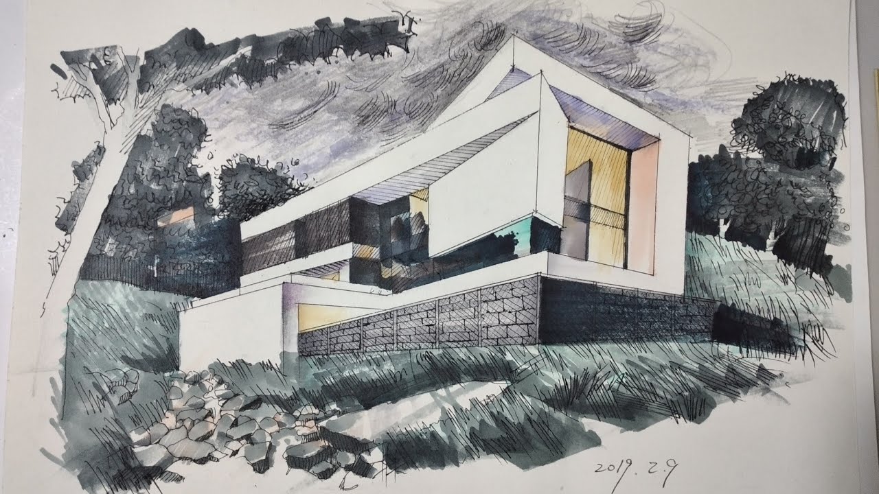 002How to design a house/How to draw a building - YouTube