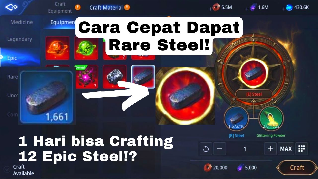 Cara Cepat Dapat Rare Steel, 1 Hari Bisa Crafting 12 Epic Steel ...