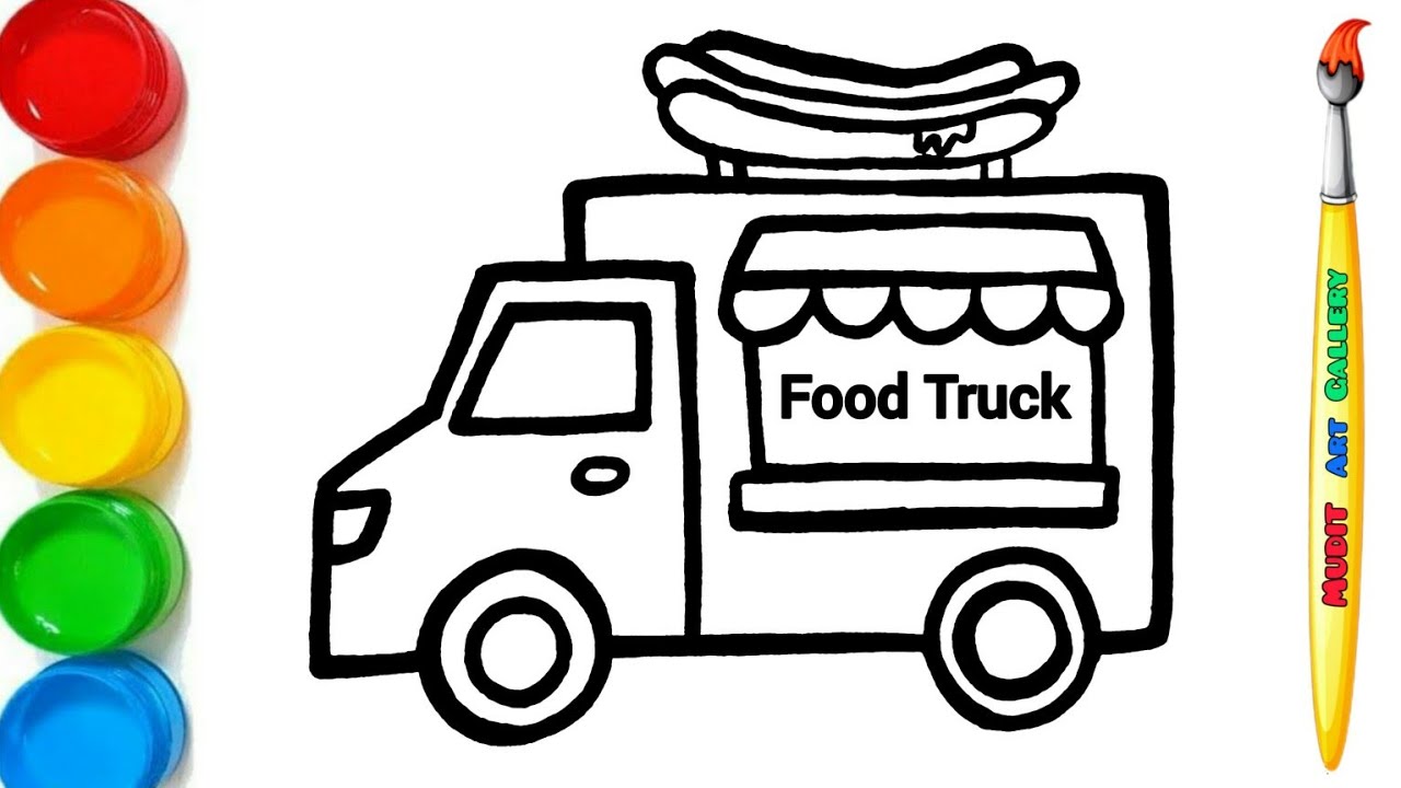 Food Truck Drawing, Coloring and Painting For Kids | Easy Drawing For ...