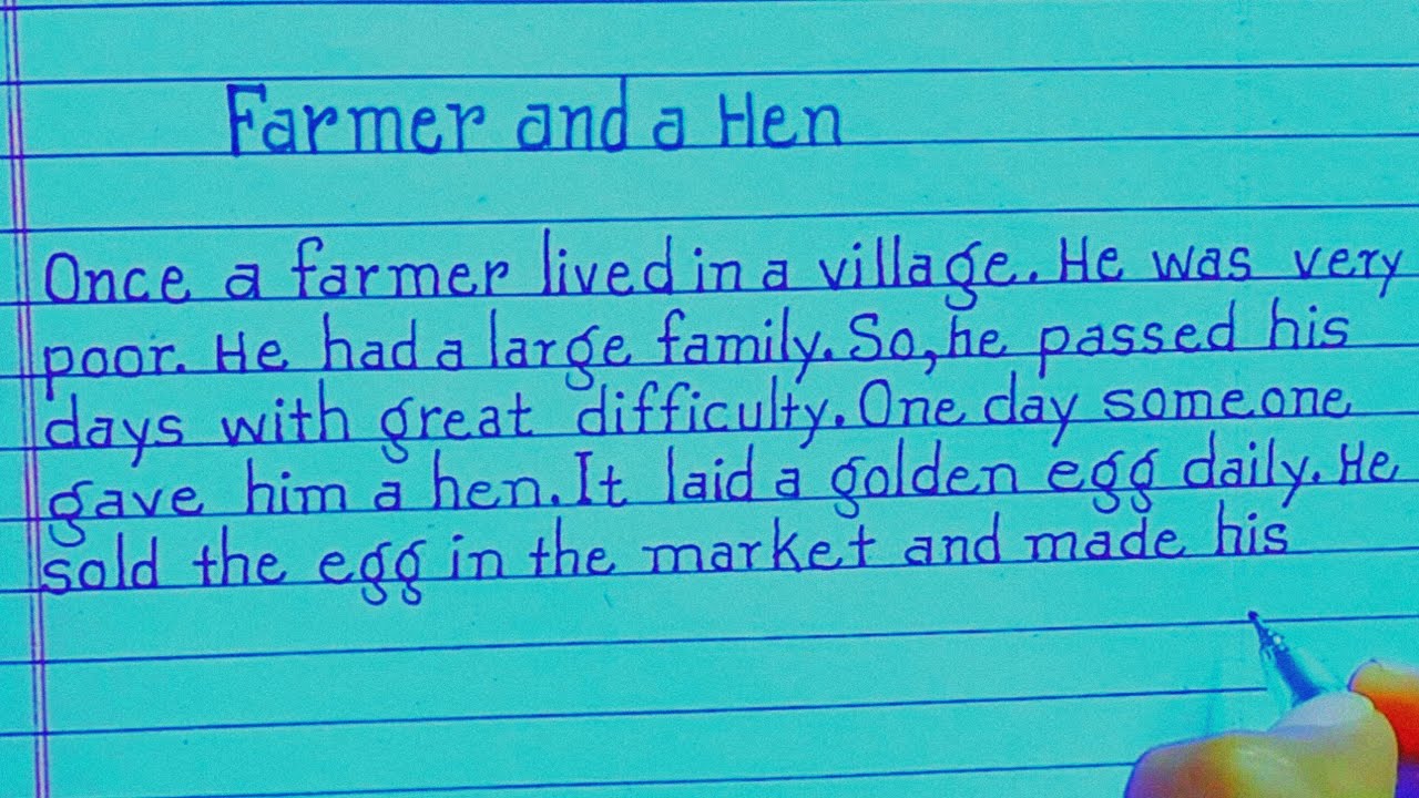 Farmer and Hen Story in English//handwriting//Story writing in English ...
