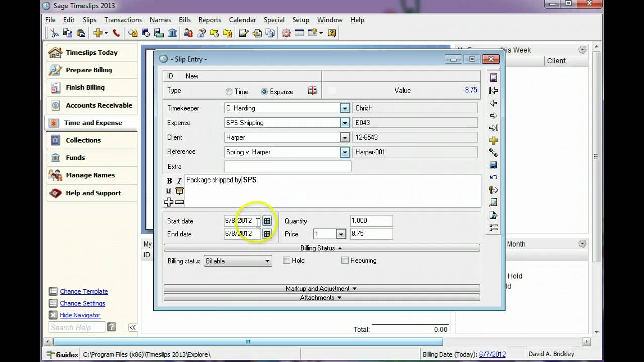 Sage Timeslips: Basics: Expense Slips - YouTube
