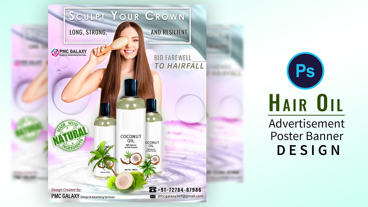 Hair Oil Advertisement Poster Banner Design | Product Ad Banner Design ...