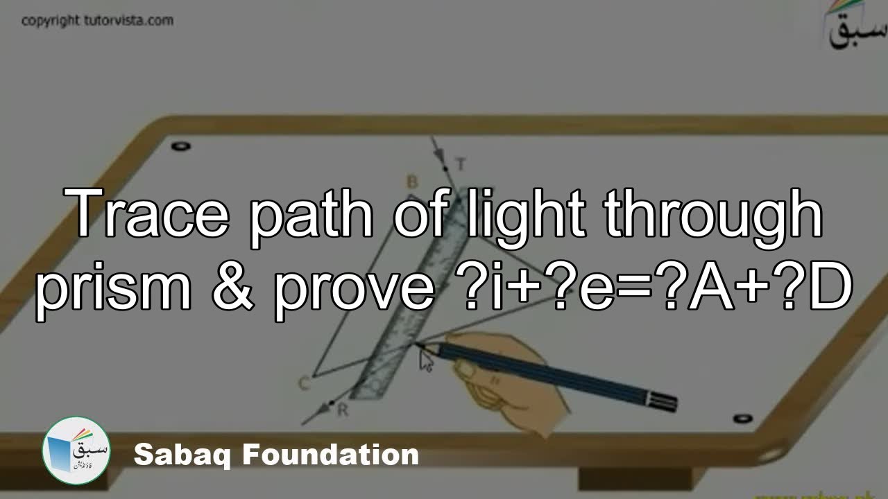 Trace path of light through prism & prove ?i+?e=?A+?D, Physics Lecture ...