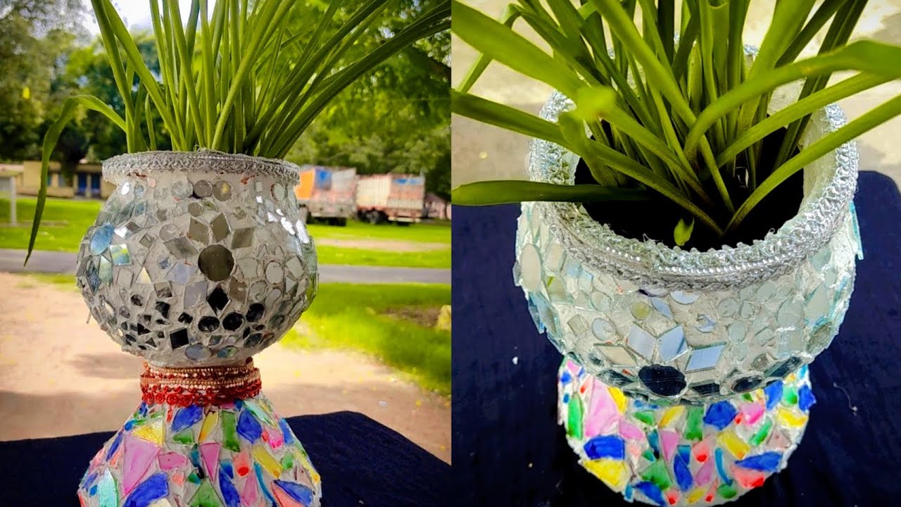 Make A Beautiful Mirror Pot (matki) Easy DIY Try It || Home Decoration ...