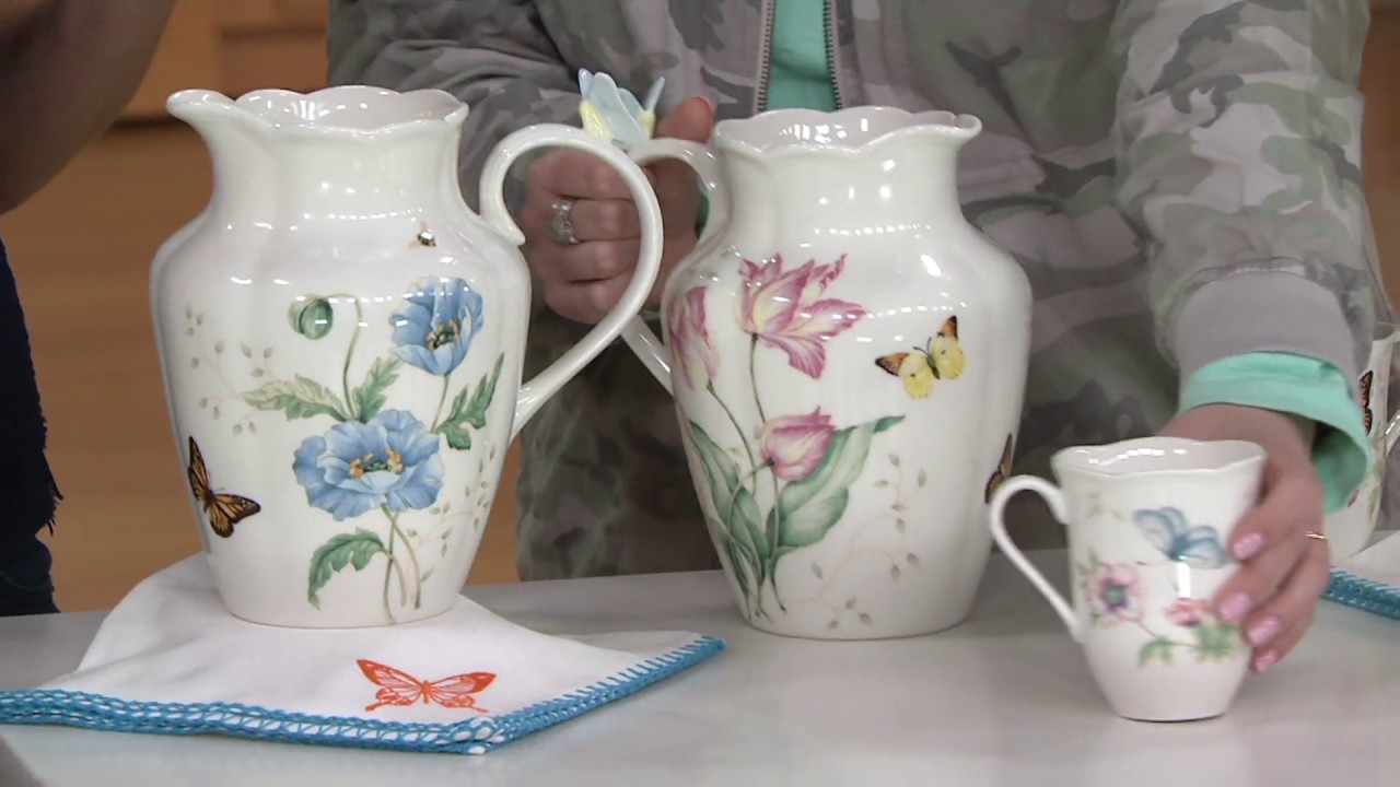 Lenox Butterfly Meadow Limited Edition Porcelain Pitcher on QVC - YouTube