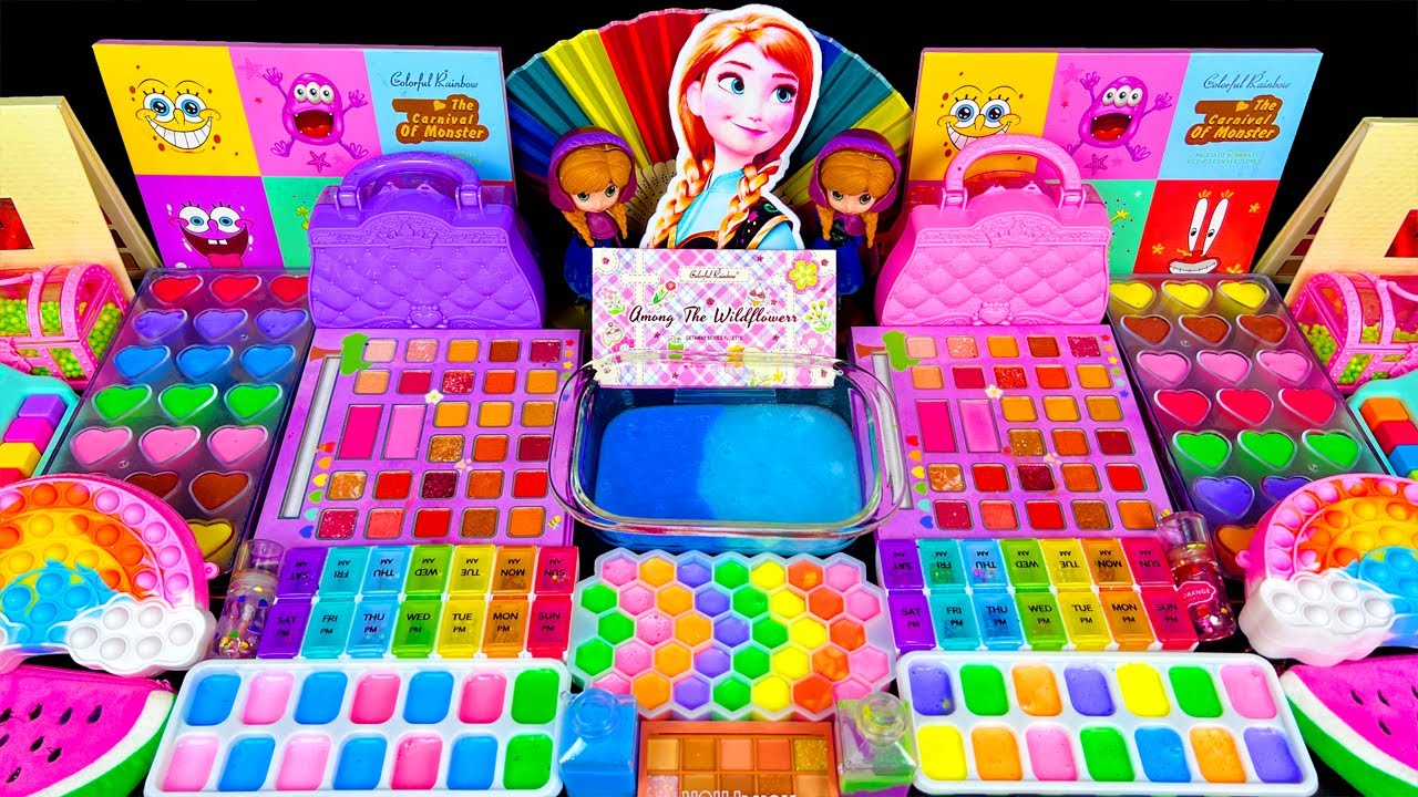 RANDOM MIXING INTO GLOSSY SLIME💚 Slime with ELSA for satisfying ASMR # ...