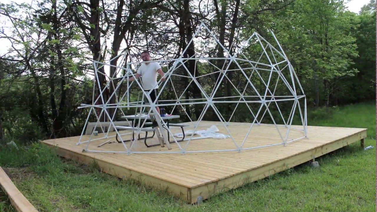 Geodesic Dome Frame Installation - YouTube