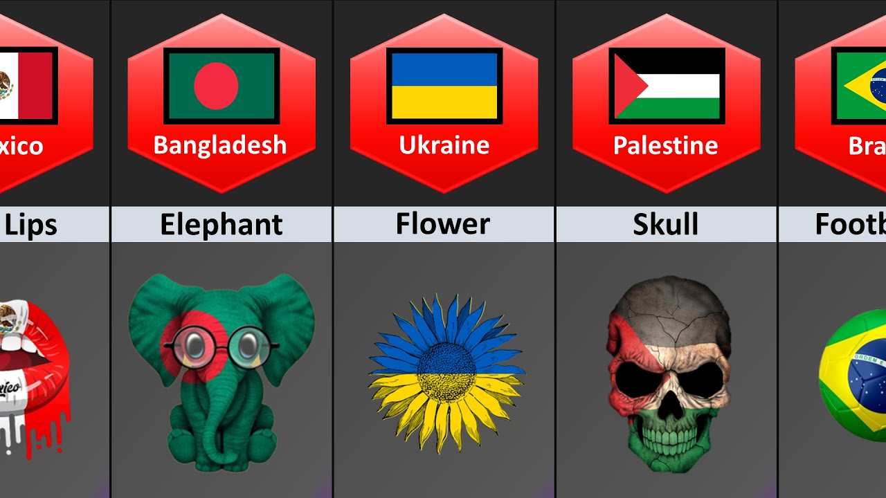 Country Flags in Realistic Shape From Different Countries - YouTube