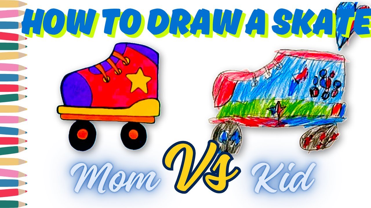 How to draw Roller Skate | Drawing and colouring Roller skates - YouTube
