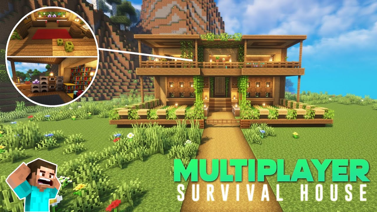 Minecraft Multiplayer Wooden Survival House|Easy to Build | - YouTube