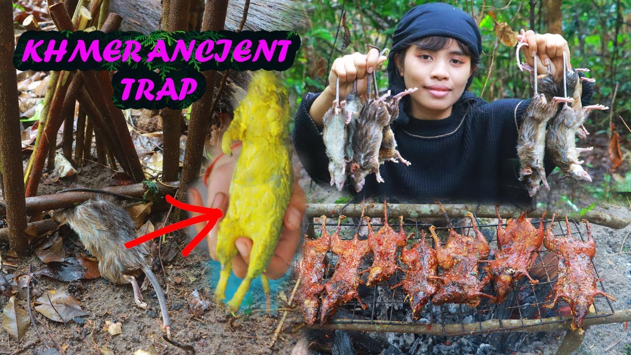 Khmer Ancient Trap to Catch Rats for Food | Living Off the Land in the ...