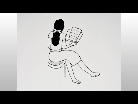 Girl sitting on chair pencil drawing. how to draw girl sitting on chair ...