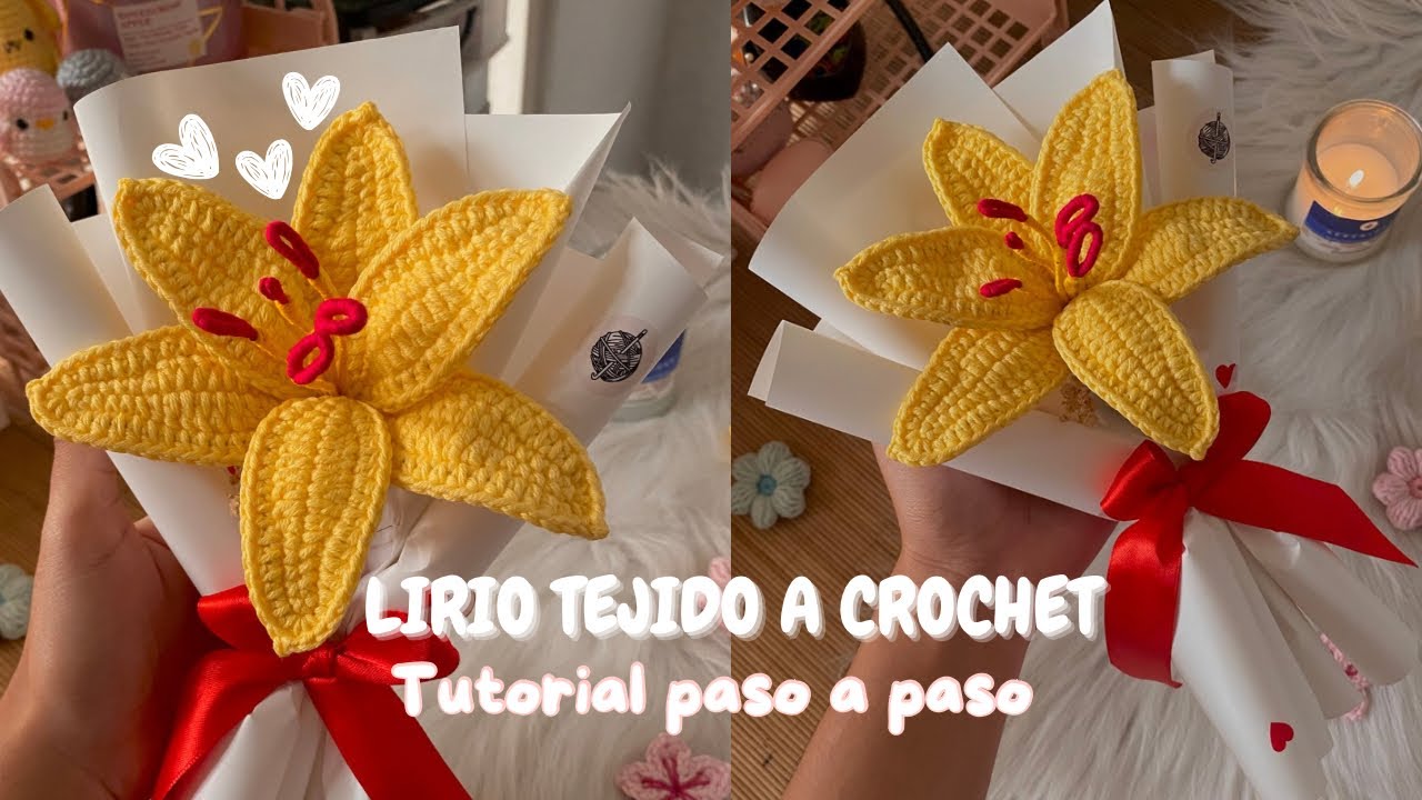 Tutorial lirio tejido a crochet | Flores tejidas a crochet - YouTube