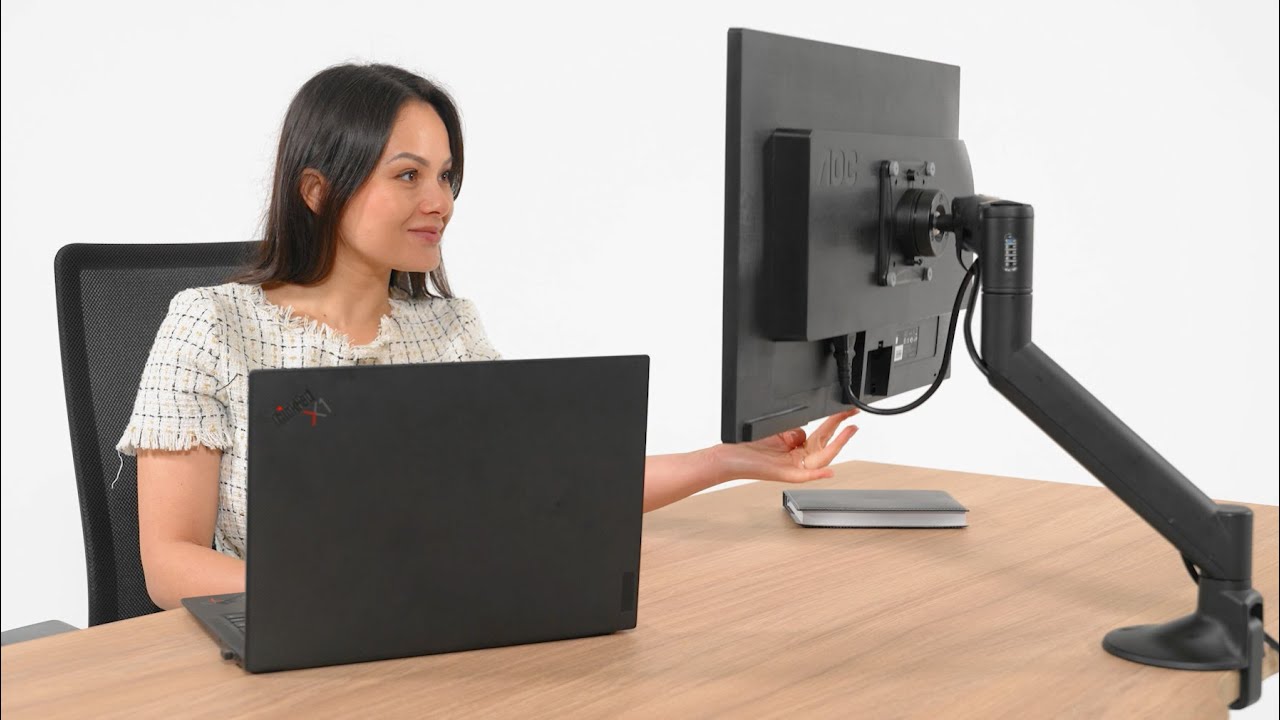 Easy to use dynamic monitor arm - YouTube
