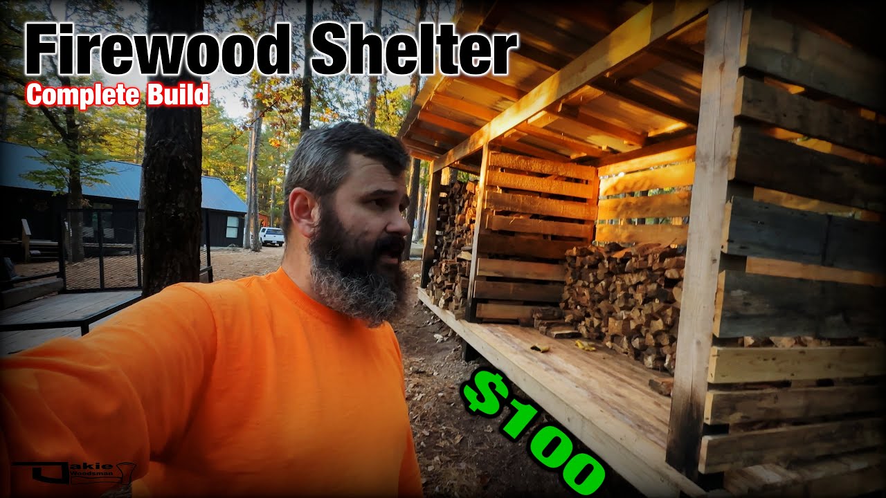 $100 Firewood Shed Complete Build - Keep Wood DRY - YouTube