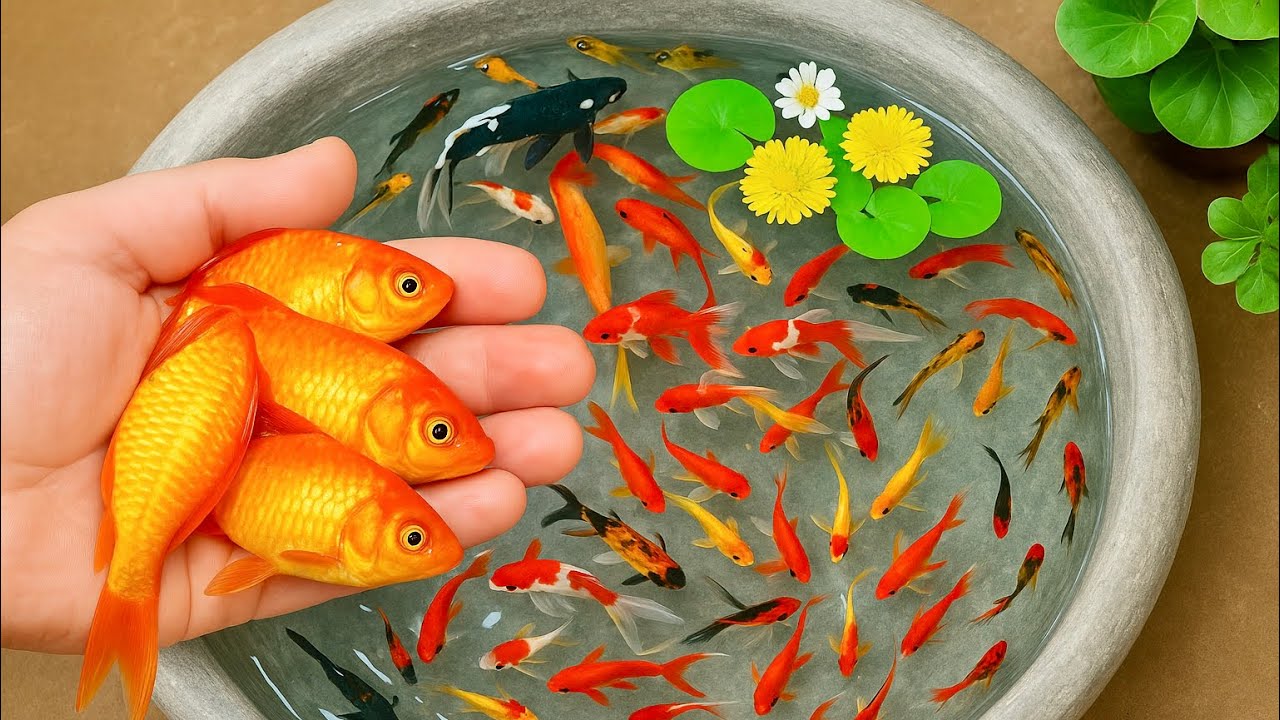 Wow unboxingfish guppies , kiofish , goldfish,with beautiful tiny pond ...