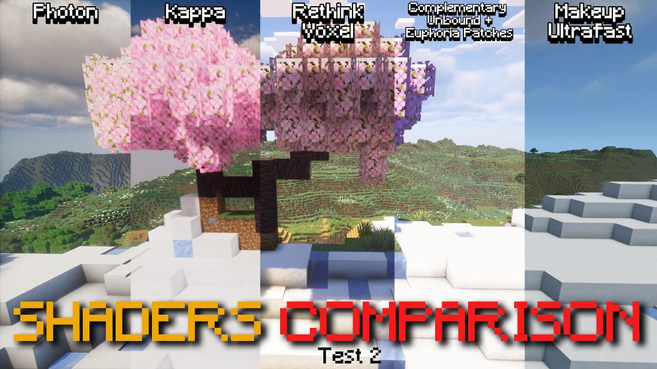 Minecraft Shaders Test 2 - Photon vs Kappa vs Rethink Voxel vs ...