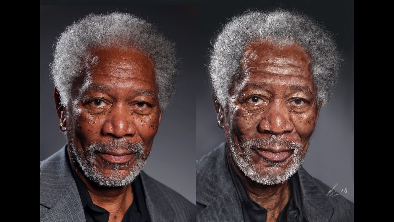 Morgan Freeman timelapse drawing procreate on iPad Pro - YouTube