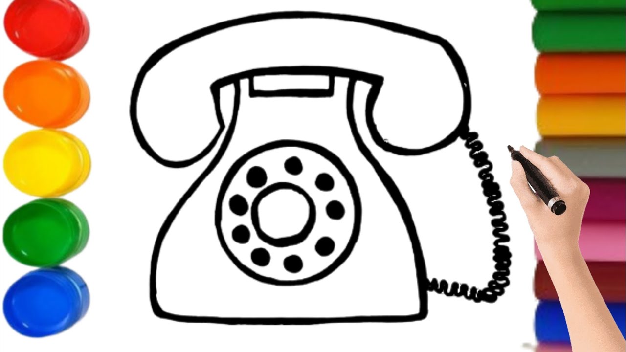 Telephone Drawing & Colouring Idea | Step By Step | Easy Drawing For ...