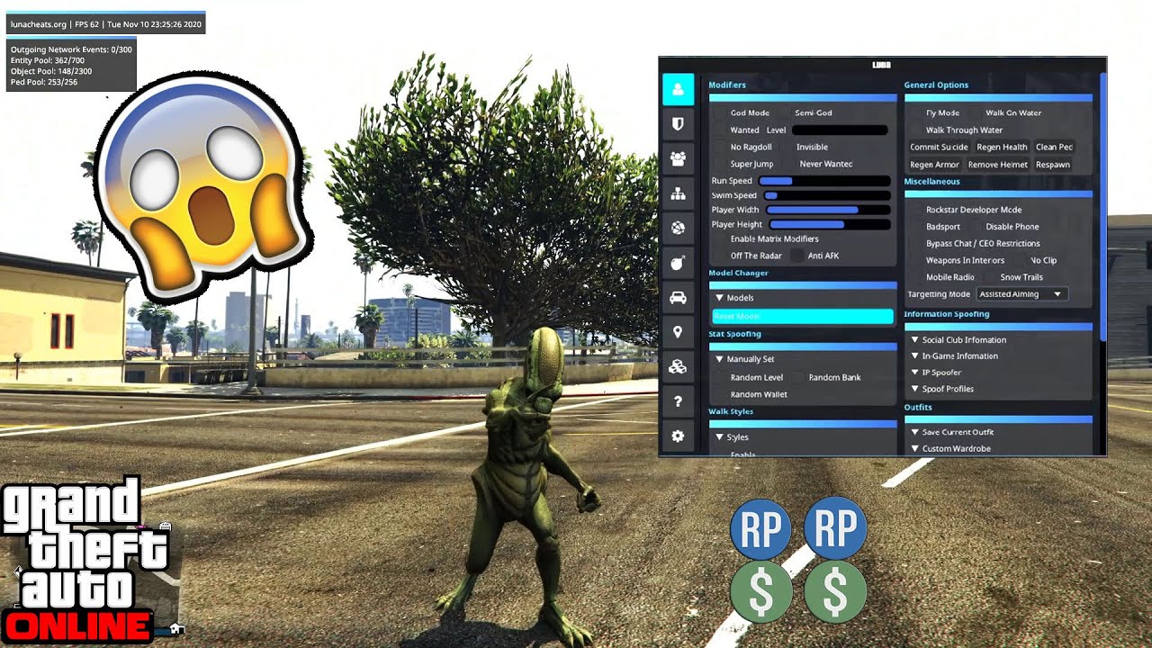 GTA ONLINE (PC) LUNA MOD MENU - YouTube