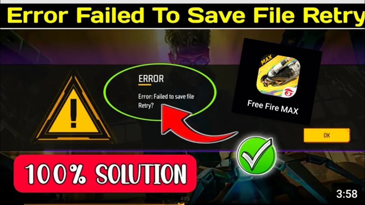 free fire Error failed to save file retry - YouTube
