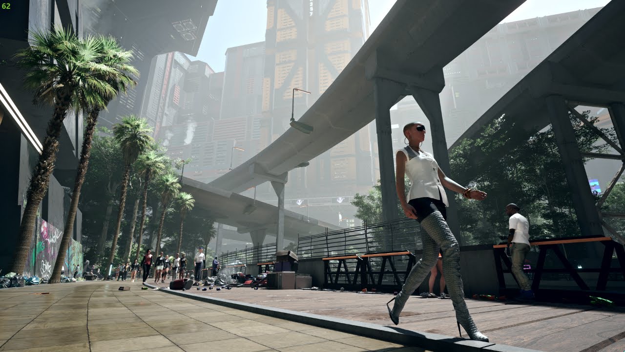 Morning Walk to the Night City's Central Park | Cyberpunk 2077 - Path ...