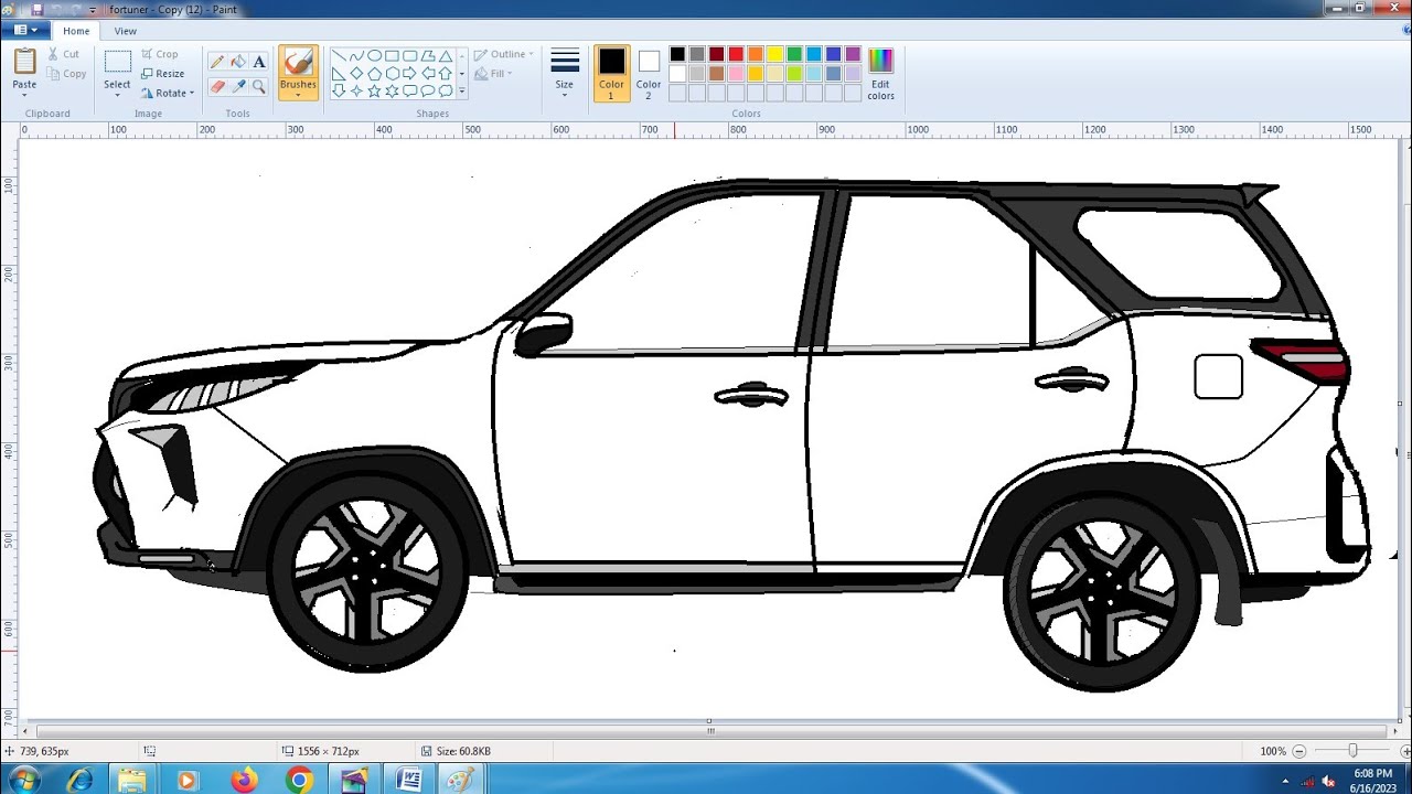 How to draw fortuner car | in ms paint| - YouTube