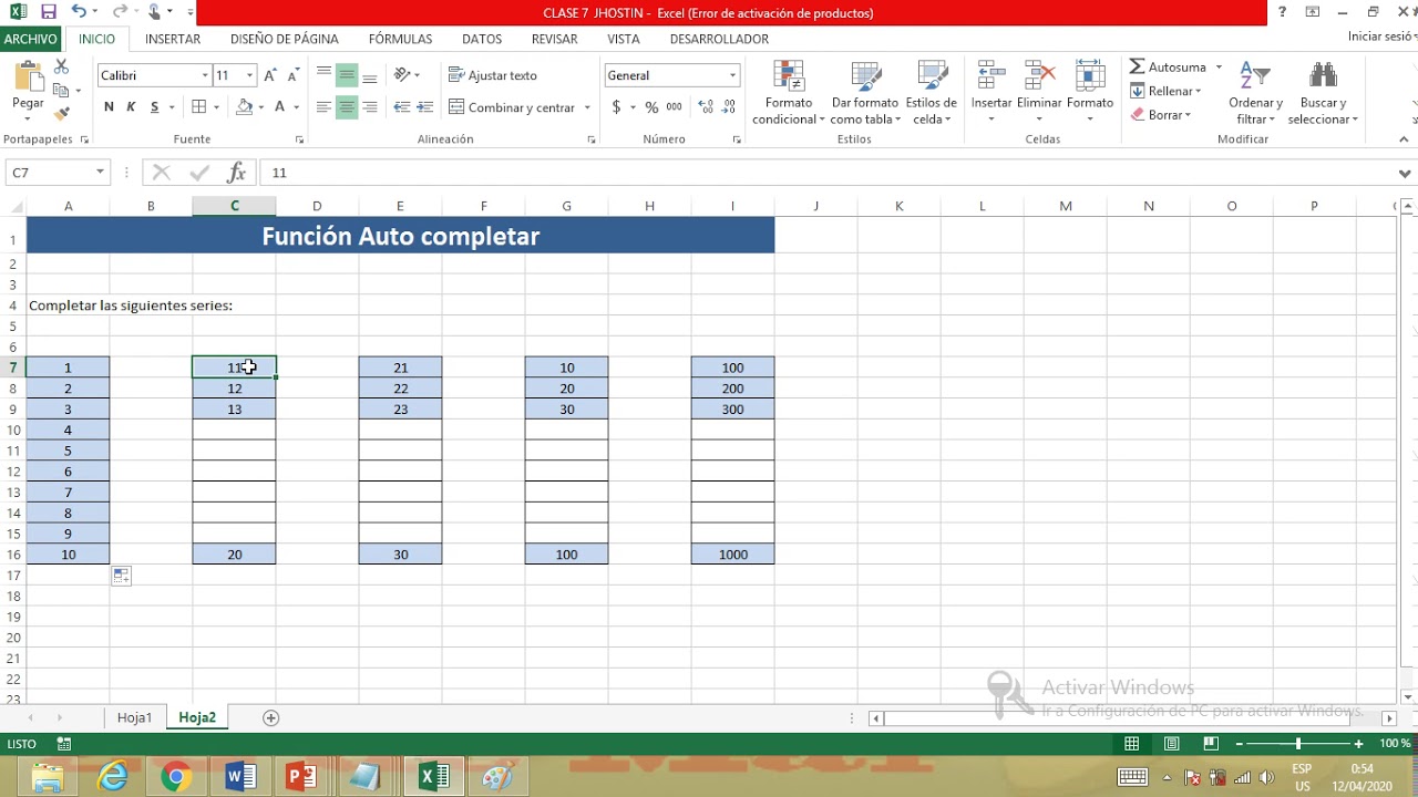 Excel - Auto completar - YouTube