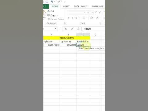 Dasar Excel Rumus Days - YouTube