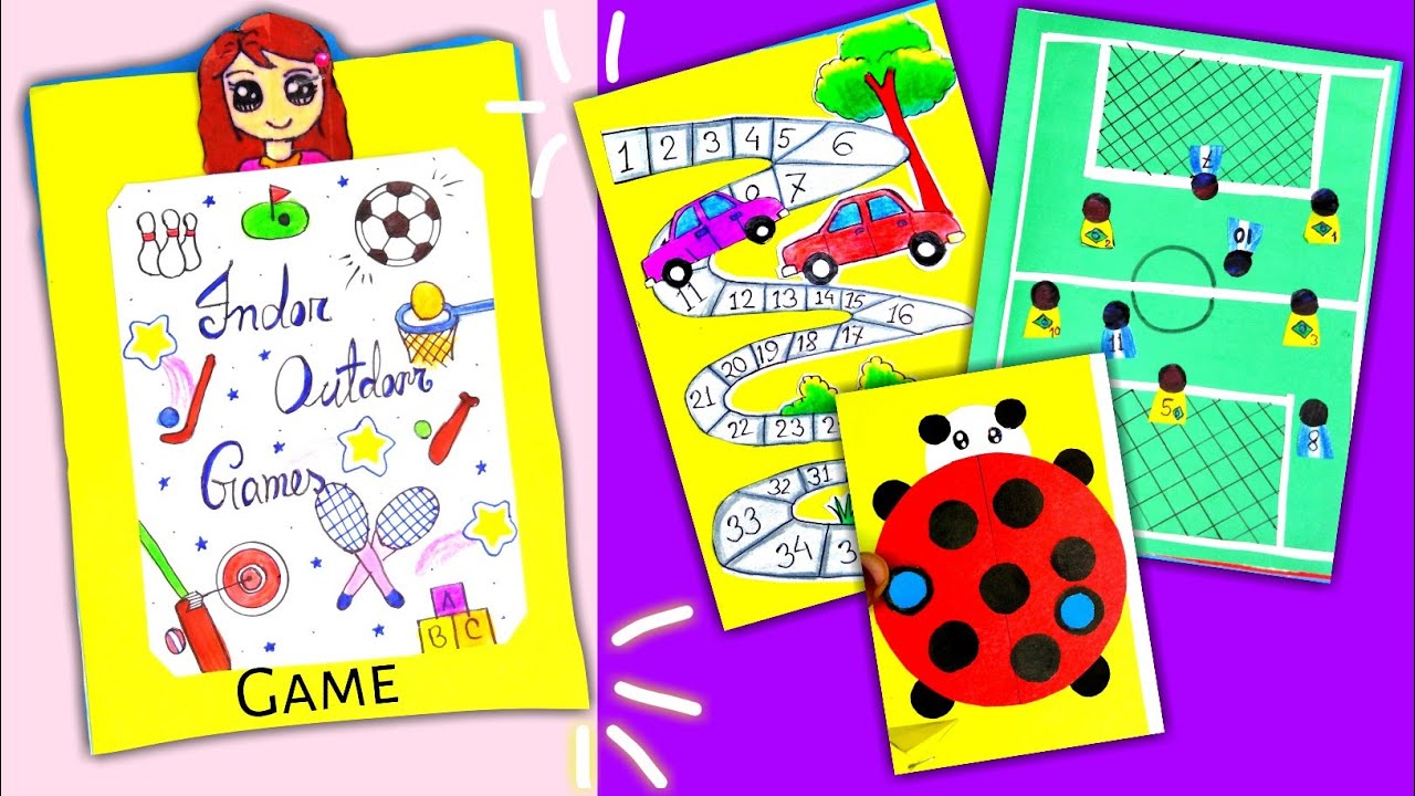 10 Paper Games in a Book 😱 | DIY Games Book | Paper Cards, Football ...
