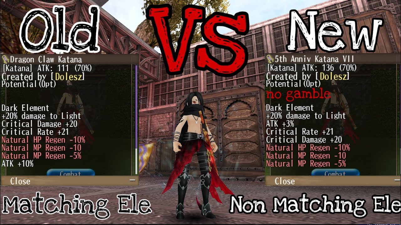 Toram Online - Perbandingan Damage Katana Fill Matching Ele vs Non ...