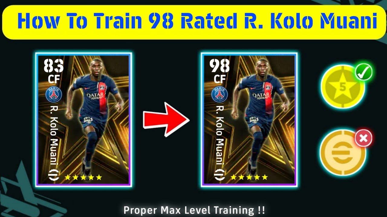 How To Train 98 Rated R. Kolo Muani Max In eFootball 2024 Mobile - YouTube