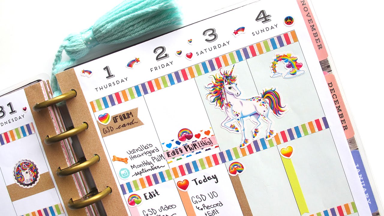 Plan With Me #10 NO Etsy Stickers: Lisa Frank | The Happy Planner 2016 ...